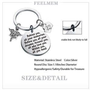 FEELMEM BSN Keychain BSN Bachelor of Science Nursing Gifts Behind You All Memories Before You All Your Dream BSN Graduation Gift for Women (BSN Keychain)