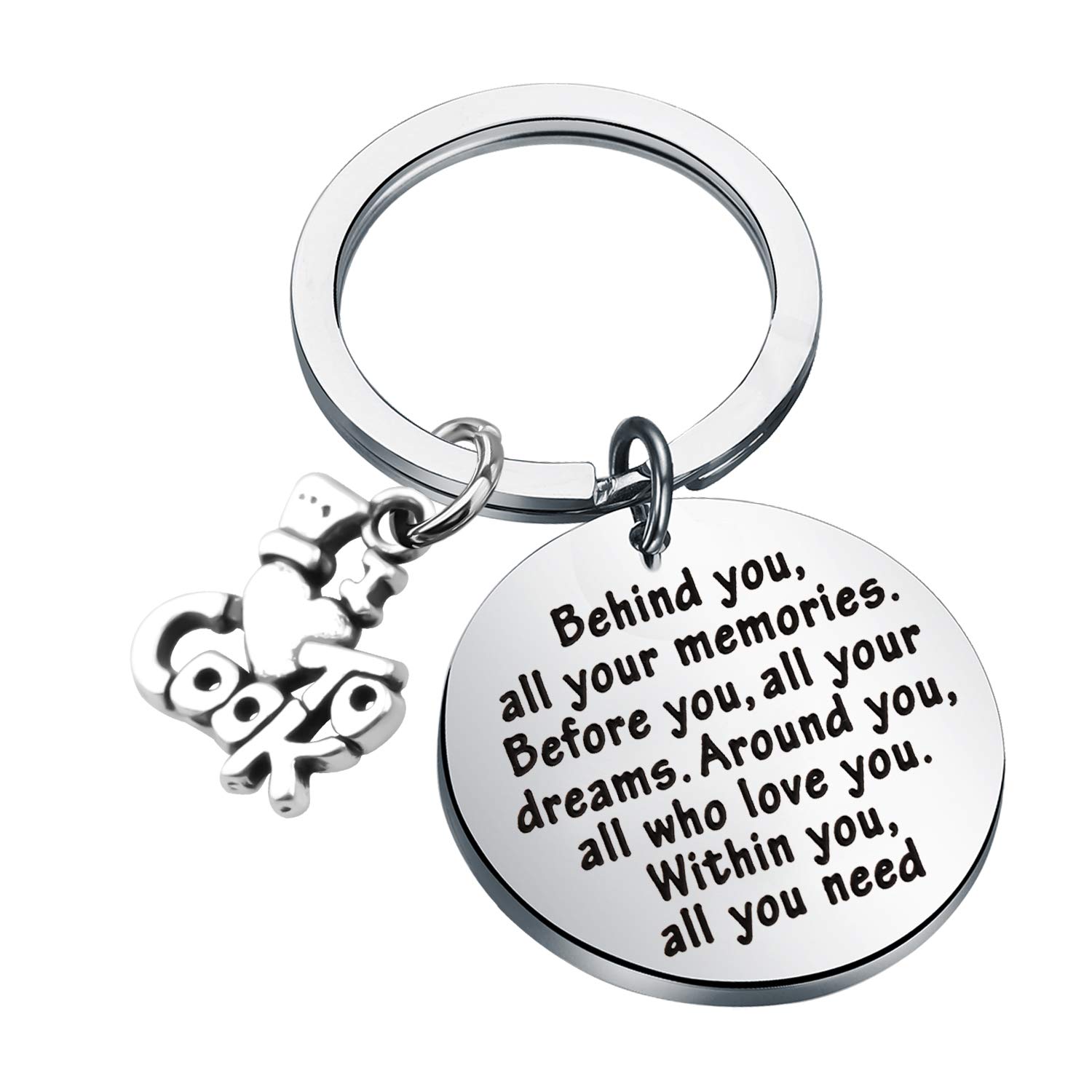 FEELMEM Future Chef Gift Chef Keychain Behind You All Your Memories Cooking Jewelry Culinary School Graduation Gift