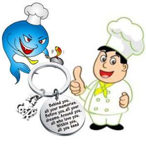 FEELMEM Future Chef Gift Chef Keychain Behind You All Your Memories Cooking Jewelry Culinary School Graduation Gift