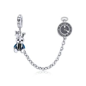 lamoony safety chain charm 925 sterling silver stopper charm clip charm lock charm for pandora charm bracelet (o)