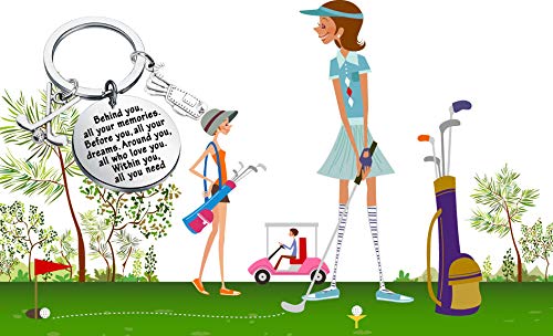 FEELMEM Golf Keychain Future Golfer Gift Behind You All Your Memories Keychain Golf Club Golf Player Gifts New Golfer Gift