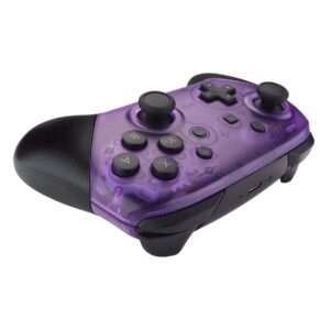 eXtremeRate Clear Atomic Purple Faceplate and Backplate for Nintendo Switch Pro Controller, DIY Replacement Shell Housing Case for Nintendo Switch Pro - Controller NOT Included