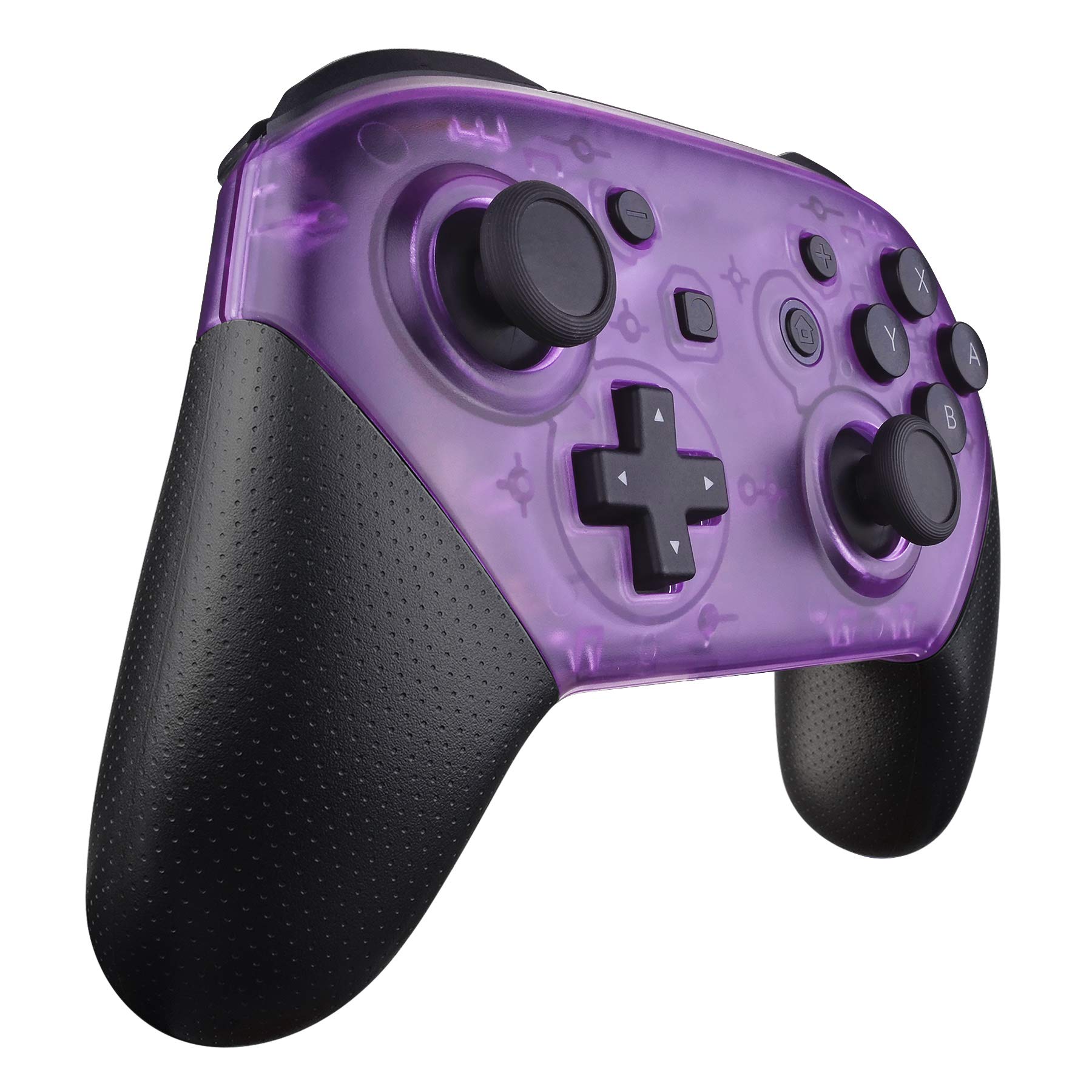 eXtremeRate Clear Atomic Purple Faceplate and Backplate for Nintendo Switch Pro Controller, DIY Replacement Shell Housing Case for Nintendo Switch Pro - Controller NOT Included