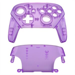 eXtremeRate Clear Atomic Purple Faceplate and Backplate for Nintendo Switch Pro Controller, DIY Replacement Shell Housing Case for Nintendo Switch Pro - Controller NOT Included