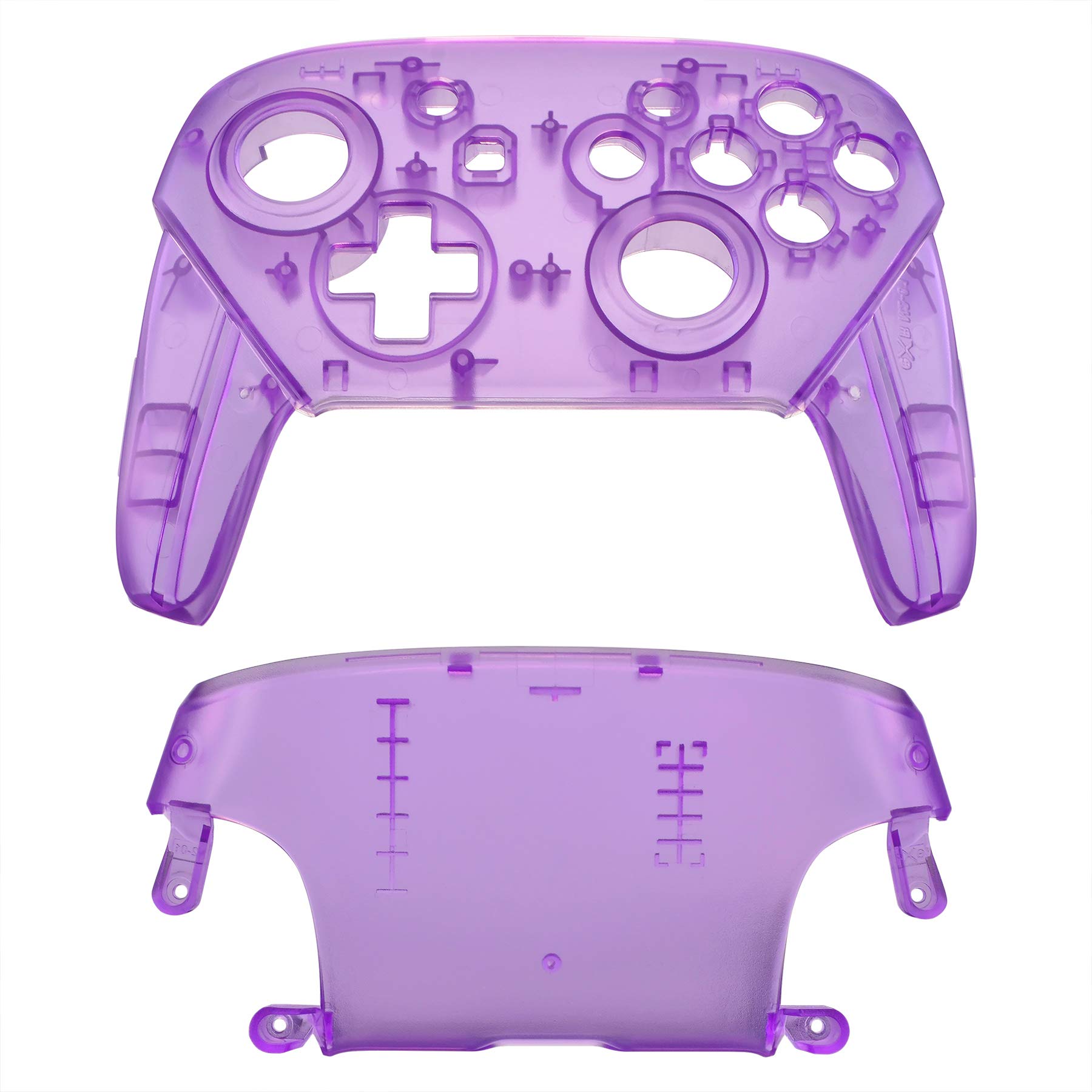 eXtremeRate Clear Atomic Purple Faceplate and Backplate for Nintendo Switch Pro Controller, DIY Replacement Shell Housing Case for Nintendo Switch Pro - Controller NOT Included