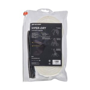 Dunlop Sports ViperDry Ultra Dry Tennis Overgrip, Roll of 30, White