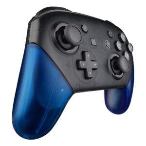 eXtremeRate Transparent Blue Replacement Handle Grips for Nintendo Switch Pro Controller, DIY Hand Grip Shell for Nintendo Switch Pro - Controller NOT Included