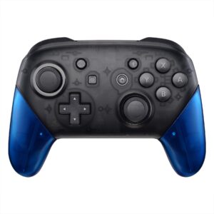 eXtremeRate Transparent Blue Replacement Handle Grips for Nintendo Switch Pro Controller, DIY Hand Grip Shell for Nintendo Switch Pro - Controller NOT Included