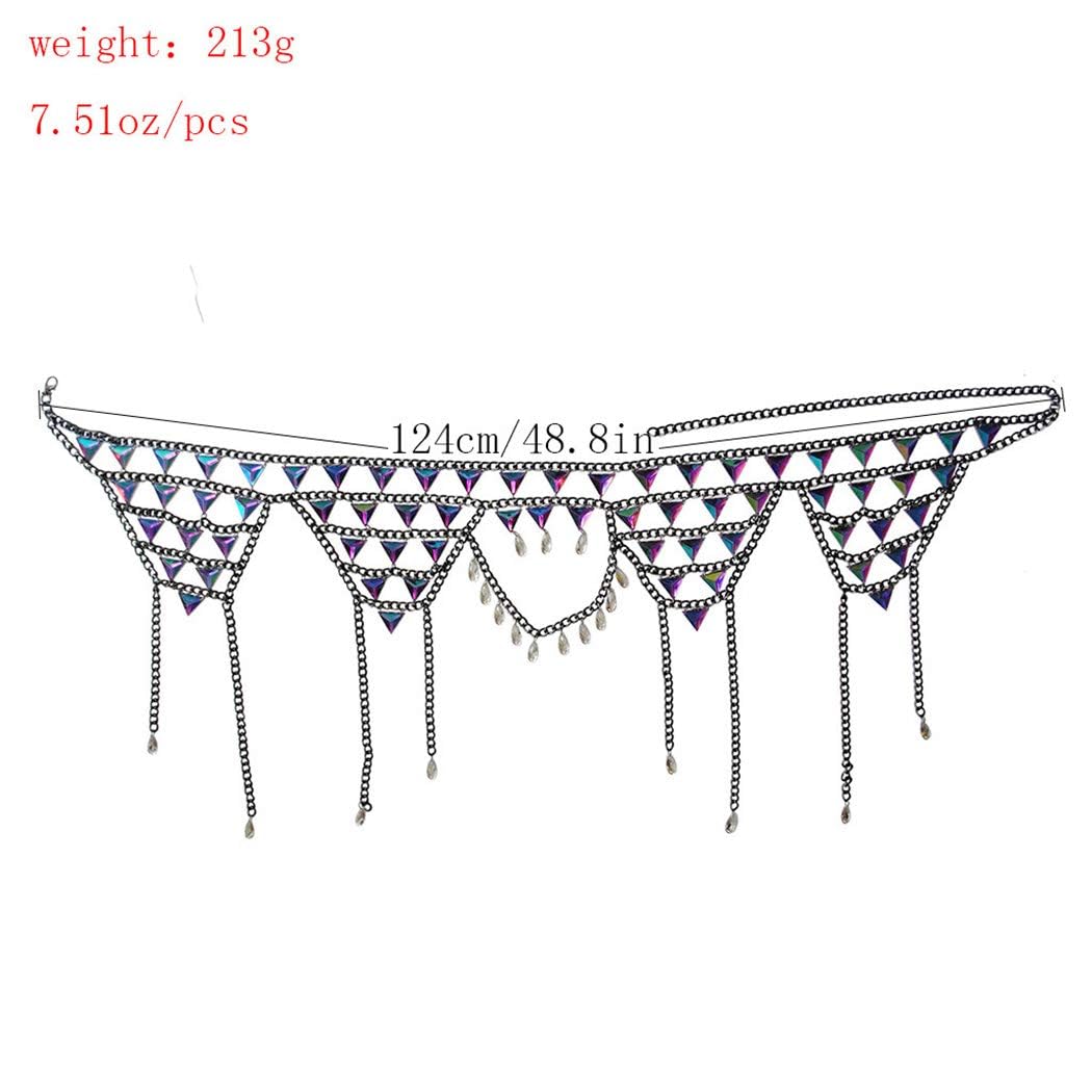 CanB Rhinestone Body Chains Sexy Body Belly Waist Skirt Chain Festival Body Jewelry for Women and Girls (Ⅳ)