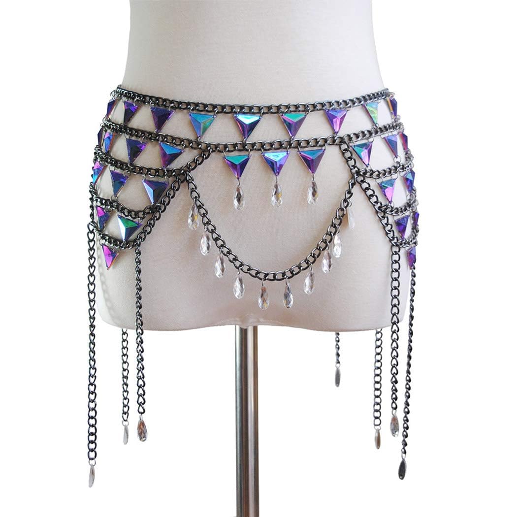 CanB Rhinestone Body Chains Sexy Body Belly Waist Skirt Chain Festival Body Jewelry for Women and Girls (Ⅳ)