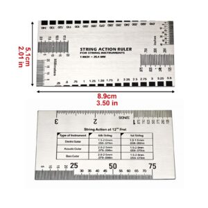 Holmer Guitar Luthier Tools with 15 Blades Feeler Gauge Metric, String Action Gauge Ruler, Fingerboard Fretboard Radius Gauge Measuring Tool, 2 Fingerboard Guard Protectors. (Chrome)