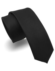 rbocott 2.4" black skinny tie for men silk wedding business slim necktie(9)