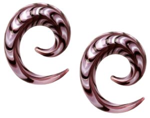 pierced owl purple swirl spiral taper plugs, sold as a pair (6mm (2ga))