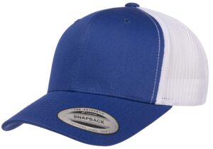 yupoong yp classics retro trucker cap, royal/white, osfa