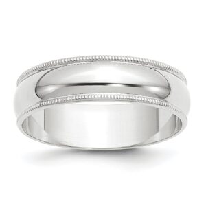 solid 14k white gold 6 mm lightweight milgrain wedding band ring size 11