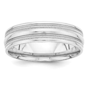 solid 14k white gold comfort fit double milgrain wedding band ring size 9