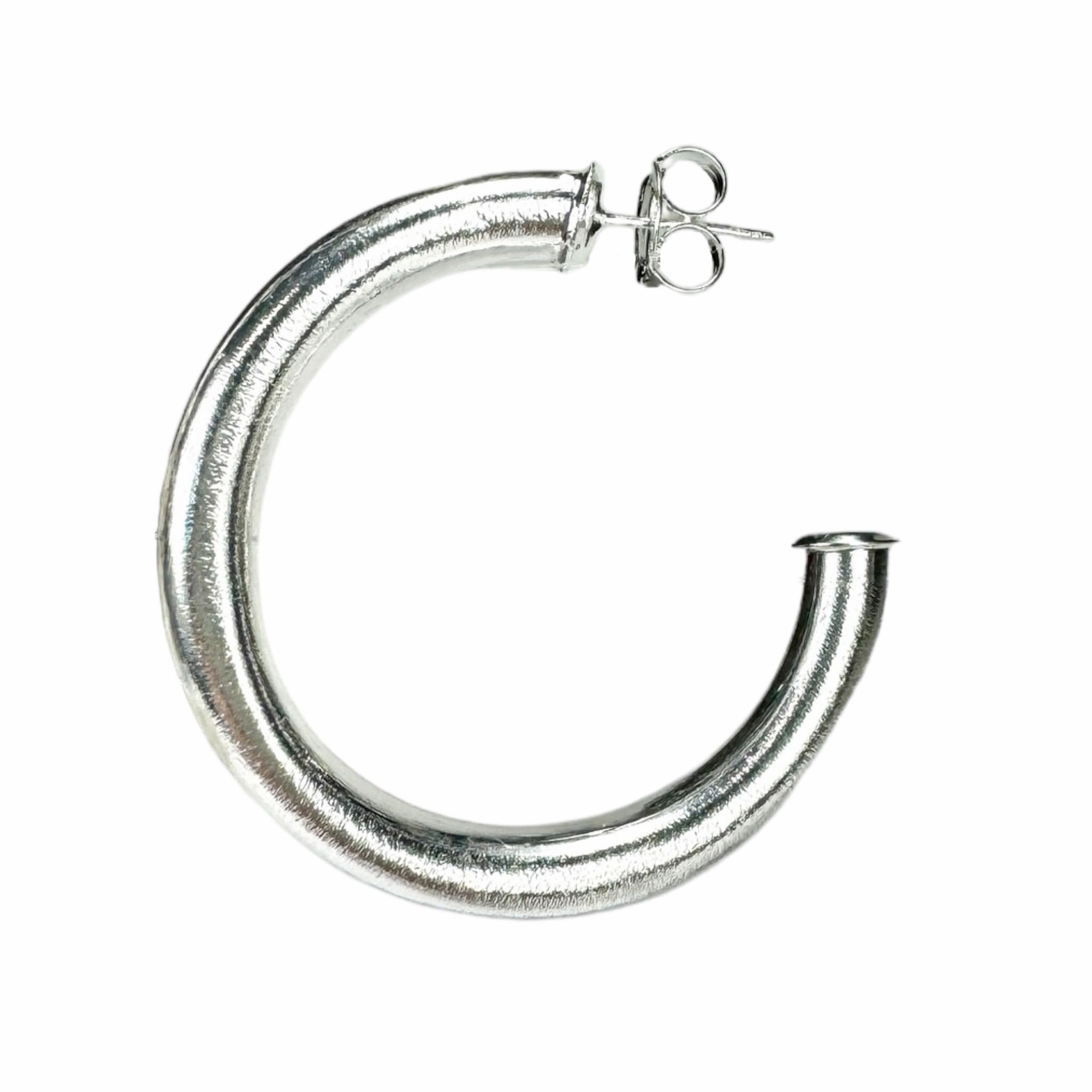 Sheila Fajl Thick Chantal Hoop Earrings in Brushed Silver Plated