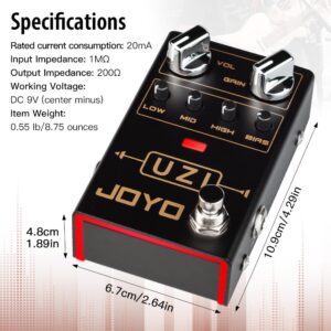 JOYO Distortion Pedal R Series Heavy Metal Dist Between American and British for Electric Guitar Effect (UZI R-03)