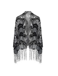 babeyond 1920s sequin shawl fringed evening cape wedding bridal shawl (black)