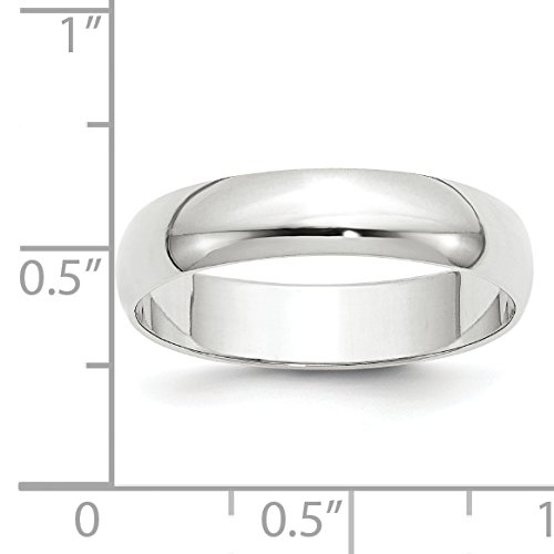 Solid 14k White Gold 5 mm Rounded Wedding Band Ring Size 7