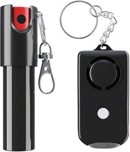 armadillo defense pepper spray and personal alarm key chain bundle (2 pack) for protection and self defense, safeguard for women and men, tear gas and panic button