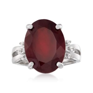 ross-simons 11.00 carat garnet and .10 ct. t.w. white topaz ring in sterling silver. size 7