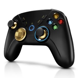 pc wireless controller, bluetooth gaming controllers for windows, steam, laptop, mac, tablet, ipad, switch, and smart tv, with dual vibration, 6-axis motion, macro keys, turbo button, led backlight