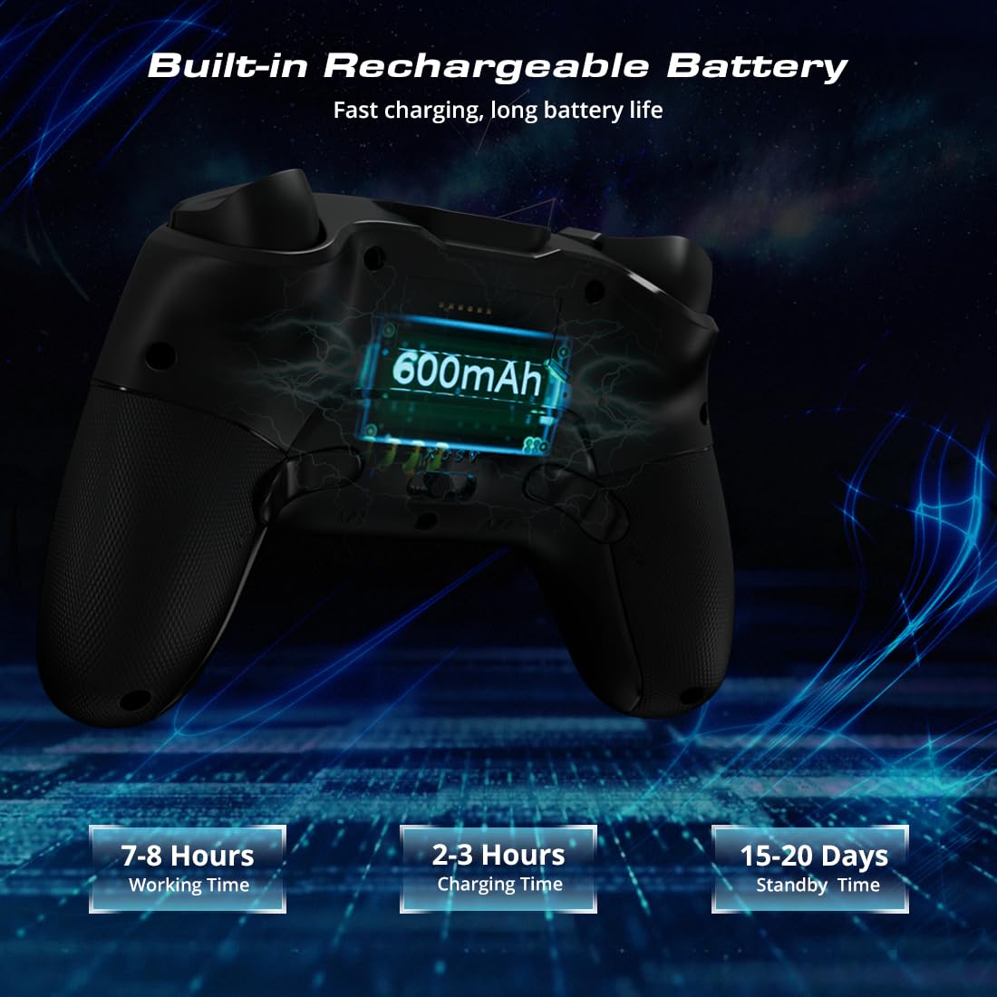 PC Wireless Controller, Bluetooth Gaming Controllers for Windows, Steam, Laptop, Mac, Tablet, iPad, Switch, and Smart TV, with Dual Vibration, 6-Axis Motion, Macro Keys, Turbo Button, LED Backlight