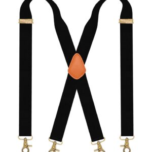 SupSuspen Mens Suspenders with Snap Hooks X Shape Black Suspenders Formal Braces