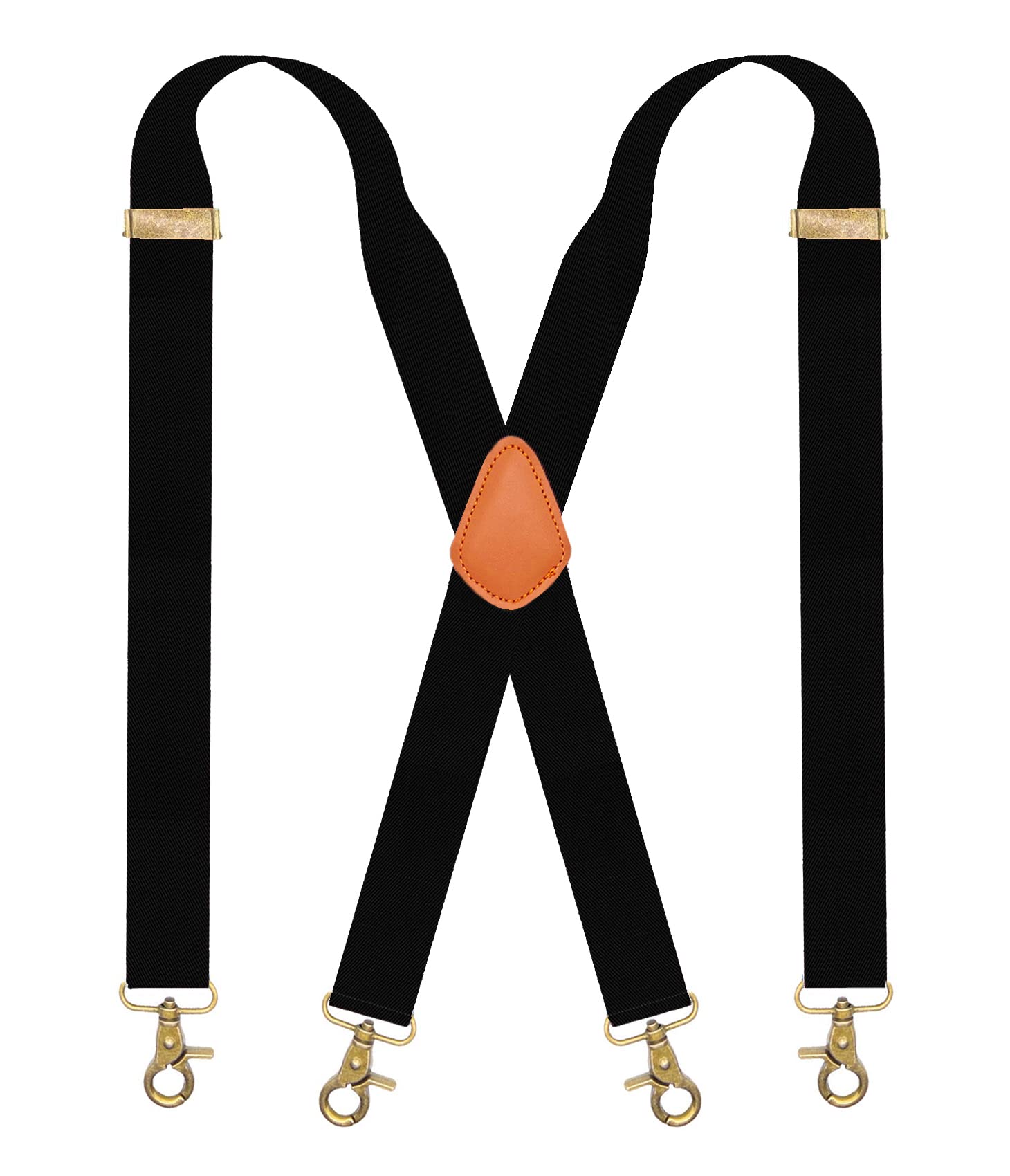 SupSuspen Mens Suspenders with Snap Hooks X Shape Black Suspenders Formal Braces