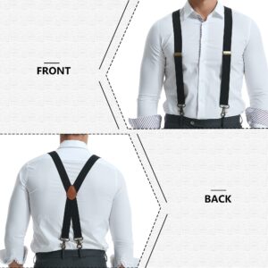 SupSuspen Mens Suspenders with Snap Hooks X Shape Black Suspenders Formal Braces