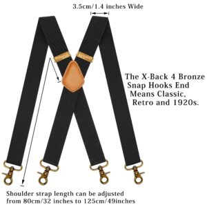 SupSuspen Mens Suspenders with Snap Hooks X Shape Black Suspenders Formal Braces