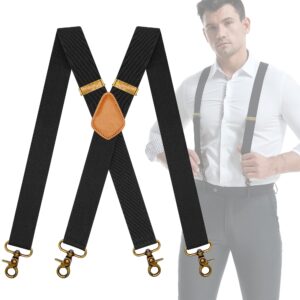 SupSuspen Mens Suspenders with Snap Hooks X Shape Black Suspenders Formal Braces