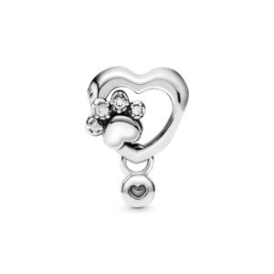 PANDORA Sparkling Paw Print & Heart, Clear CZ