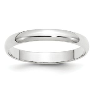 solid 10k white gold 3 mm rounded wedding band ring size 9