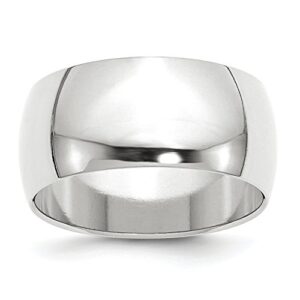 solid 10k white gold 10 mm half round wedding band ring size 7