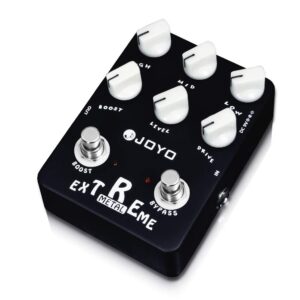 joyo metal distortion pedal with 3 band eq and low-mid-high gain boost for electric guitar effect - bypass (extreme metal jf-17)