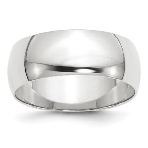 solid 10k white gold 8 mm rounded wedding band ring size 8