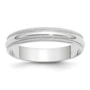 solid 10k white gold 4 mm round milgrain wedding band ring size 8.5