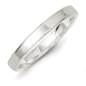 Jewelry Stores Network 3mm Flat Sterling Silver Wedding Band Ring Size 4.5