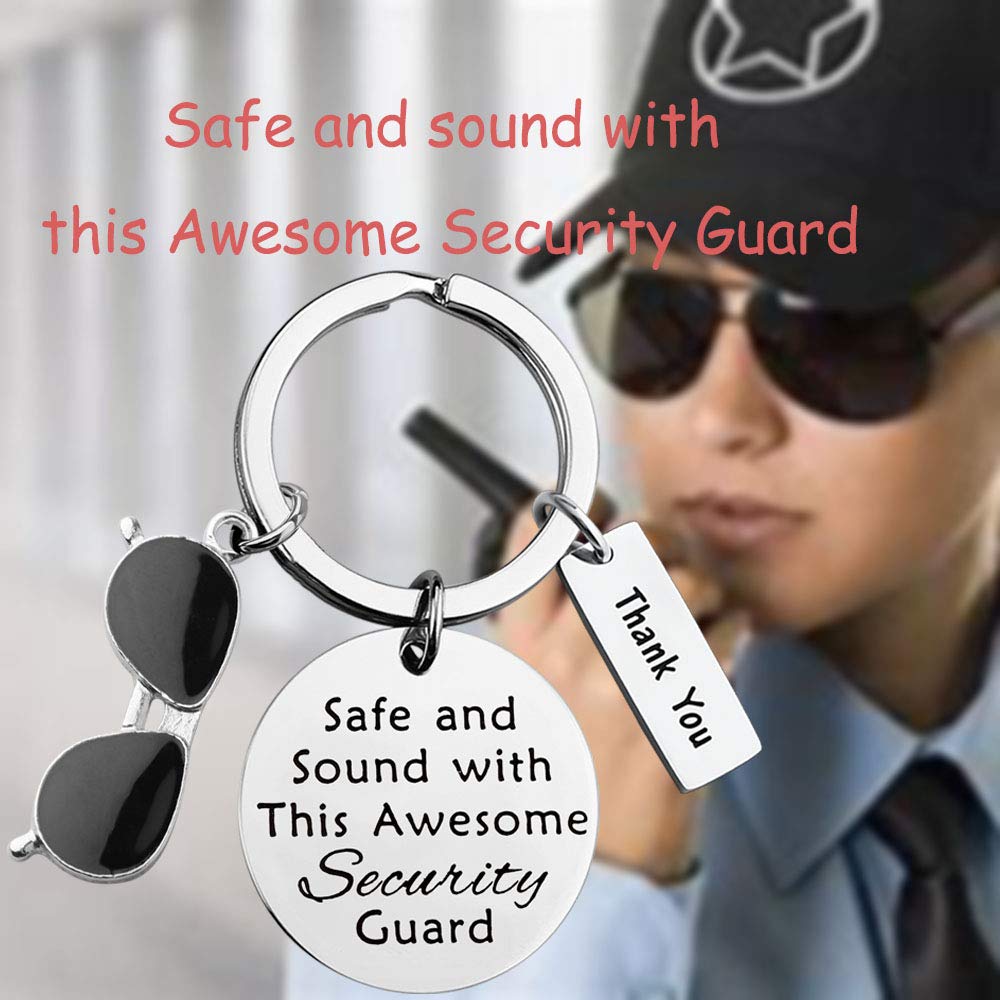 Lywjyb Birdgot Security Guard Gift Security Guard Thank You Jewelry Sunglasses Charm Gift Safe And Sound Keychain (Security Guard ky)