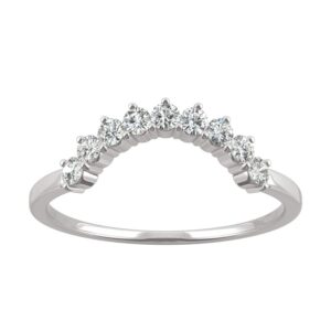 14k white gold moissanite curved crown wedding band-size 8 0.27cttw dew by charles & colvard