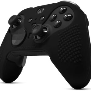 Foamy Lizard Elite Series 2 Studded Grip Skin for Xbox One Elite Series 2 Controller (NOT for Series X/S/Elite 1) Sweat Free Silicone w/Flat Top Anti-slip Studs + 8 QSX-Elite Thumb Grips (Black)