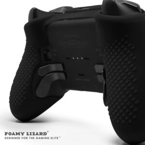 Foamy Lizard Elite Series 2 Studded Grip Skin for Xbox One Elite Series 2 Controller (NOT for Series X/S/Elite 1) Sweat Free Silicone w/Flat Top Anti-slip Studs + 8 QSX-Elite Thumb Grips (Black)