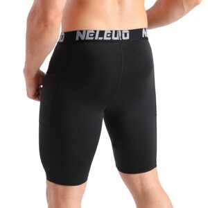 NELEUS Men's 3 Pack Compression Shorts with Pockets Dry Fit Yoga Running Shorts,6063,Black/Black/Black,3XL