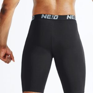 NELEUS Men's 3 Pack Compression Shorts with Pockets Dry Fit Yoga Running Shorts,6063,Black/Black/Black,3XL