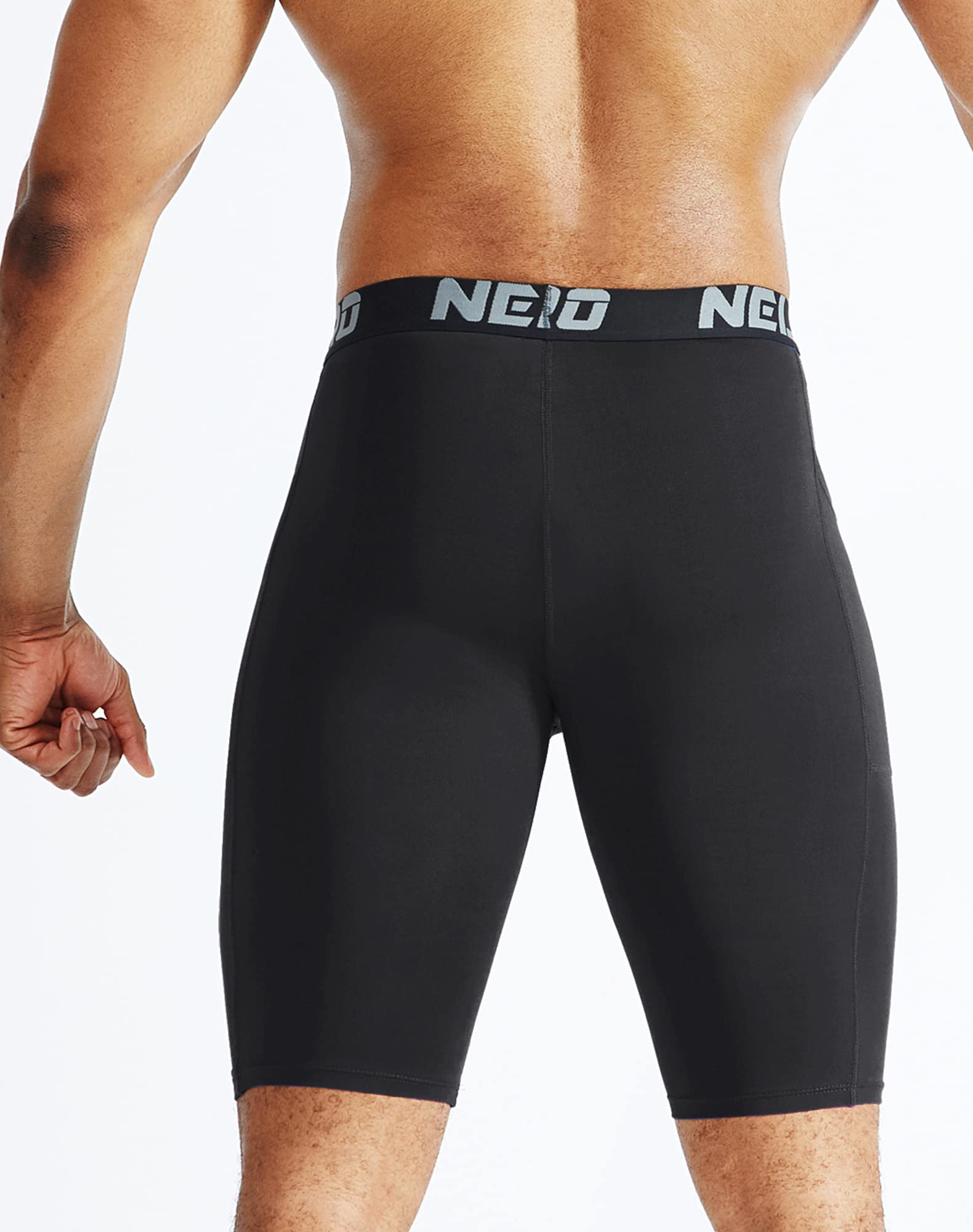 NELEUS Men's 3 Pack Compression Shorts with Pockets Dry Fit Yoga Running Shorts,6063,Black/Black/Black,3XL