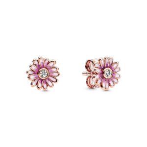 pandora pink daisy flower, mixed enamel