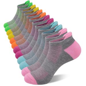 heatuff womens low cut ankle athletic socks cushioned running performance breathable tab sock (6 pairs)