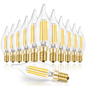 hizashi e12 candelabra bulb 60 watt 5000k daylight white, dimmable e12 led bulb, 90+ cri 6w 550lm, ca11 flame tip led chandelier light bulbs candelabra base, ul listed - 12 pack